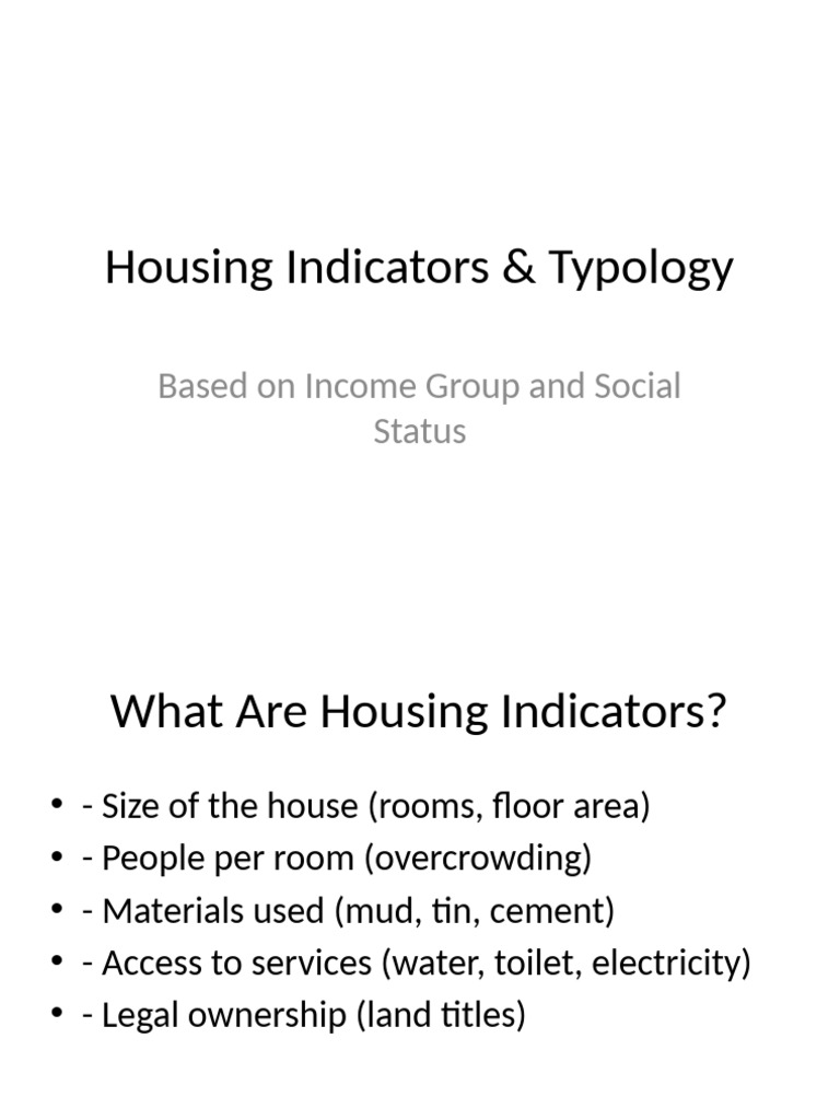 Housing Indicators Typology Presentation | PDF