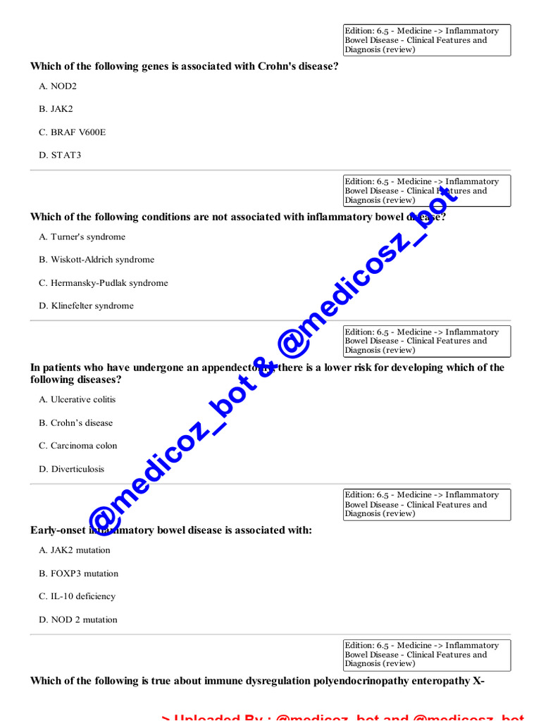 Medicine Inflammatory Bowel Disease Clinical Features and Diagnosis | PDF