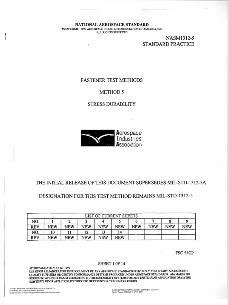 Nasm1312-5 Stress Durability | PDF | Fracture | Nut (Hardware)