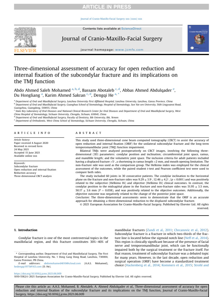 3d Subcondyle Fracture | PDF | Clinical Medicine | Medical Specialties