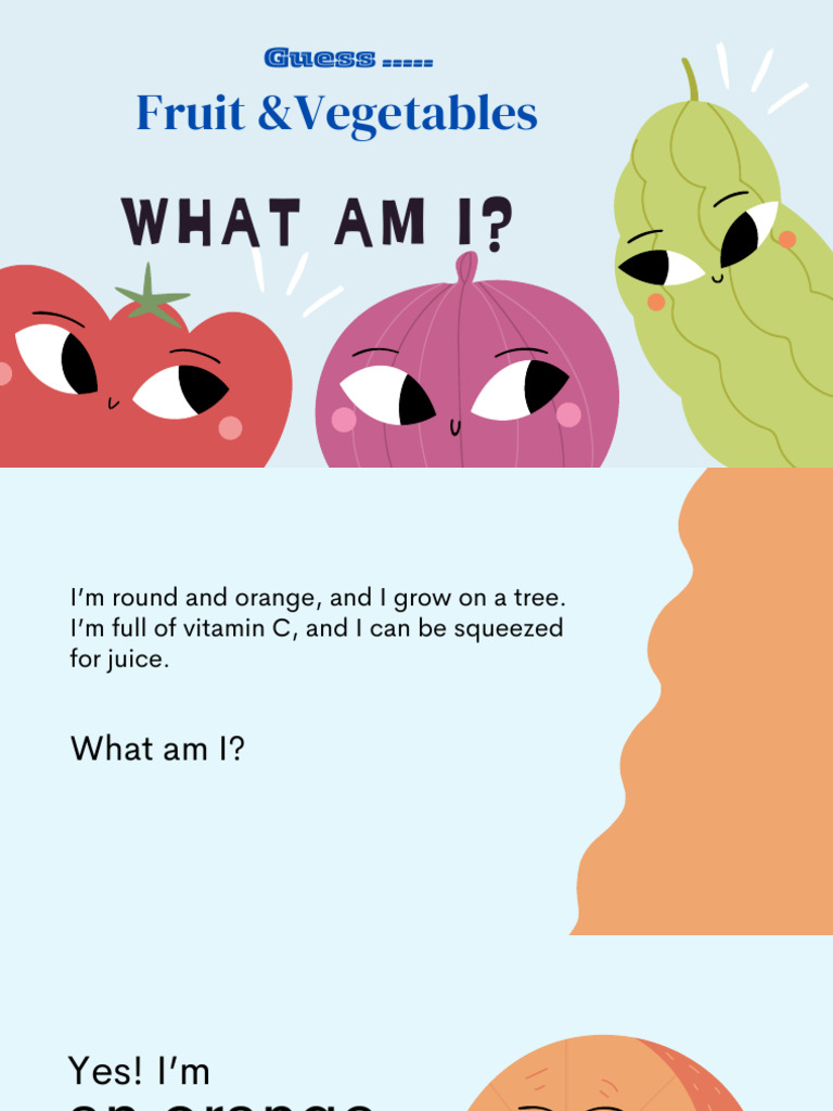 Fruits and Vegetables Riddles Activity Presentation in Colorful ...