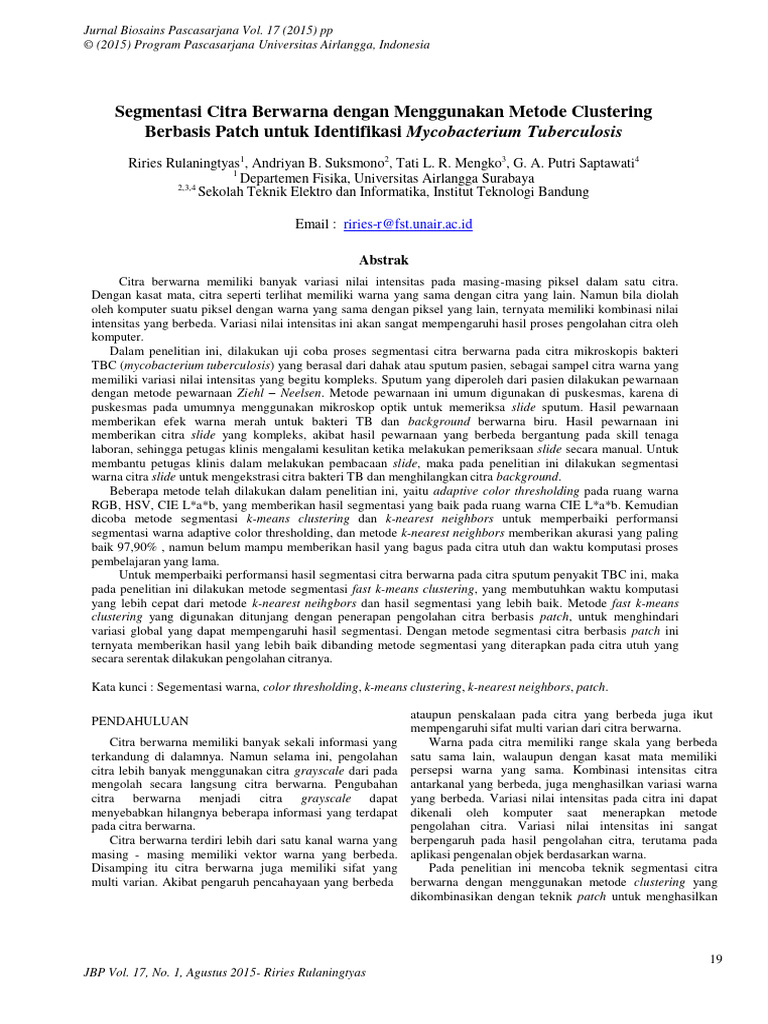 Segmentasi Citra Berwarna Dengan Menggunakan Metode Clustering Berbasis ...