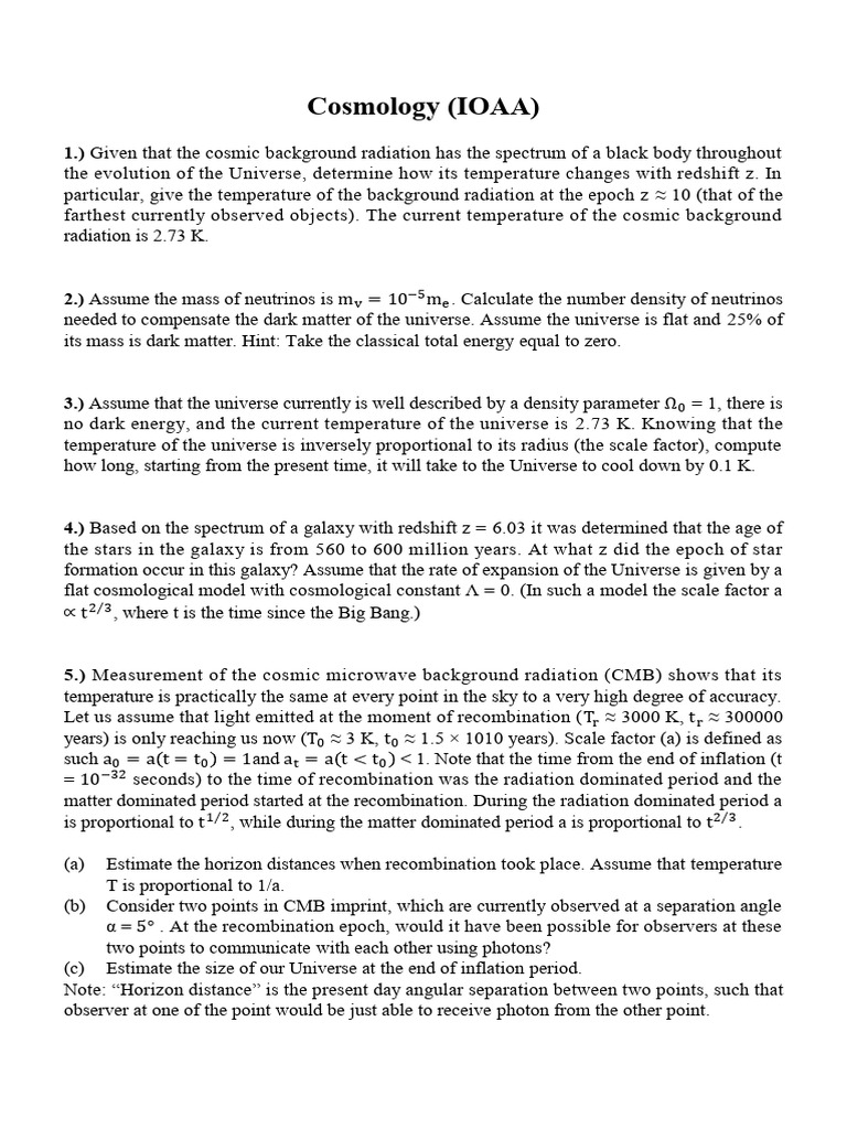Pure Cosmology IOAA (11q) | PDF | Universe | Physical Cosmology