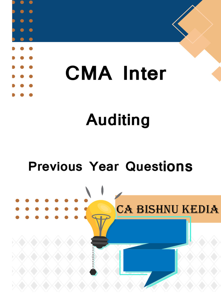 CMA Inter Auditing: Key Questions & Concepts | PDF | Internal Control ...