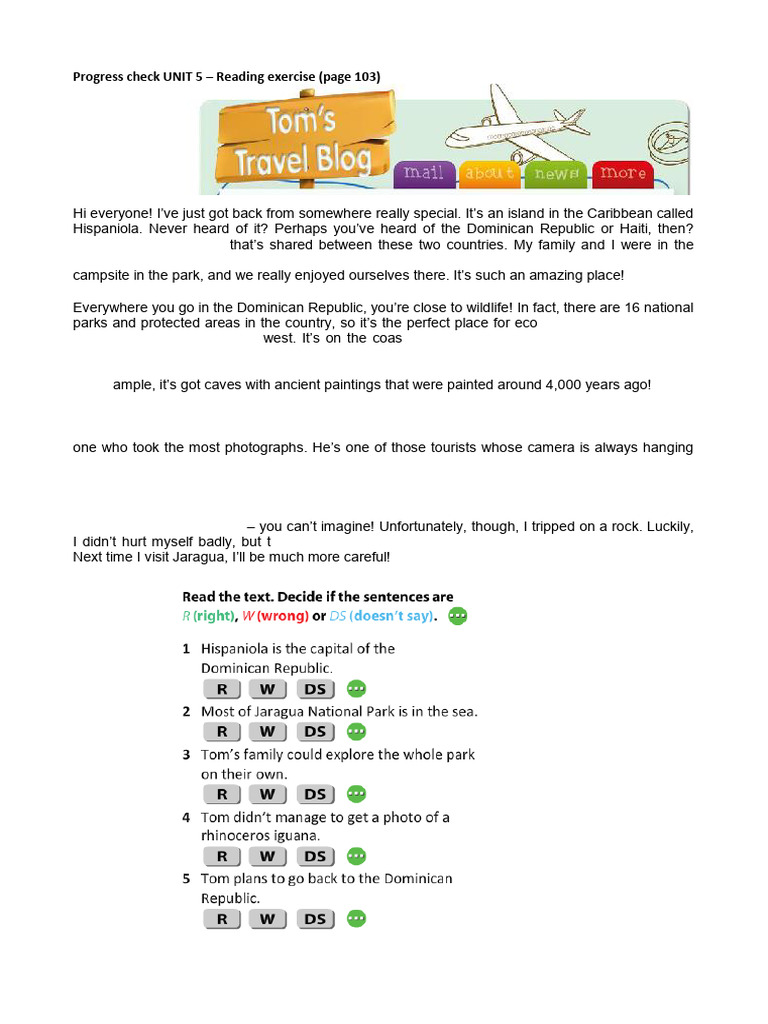 05 UNIT 5 Progress Check READING EXERCISES | PDF