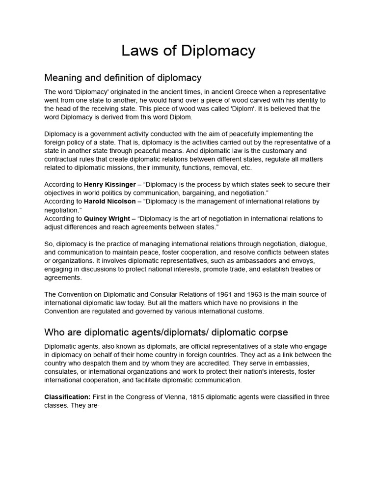 Laws of Diplomacy - Apurbo (Law-15) | PDF | Diplomatic Rank | Diplomacy