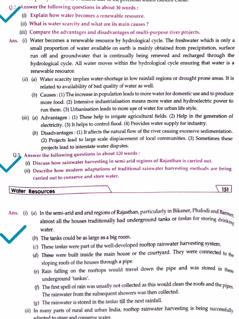 Class 10 Water Resources Q.ans | PDF | Water Scarcity | Water