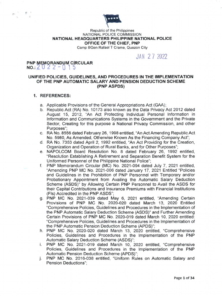 PNPMC No. 2022-015 - Unified Policies, Guidelines and Procedures in The ...