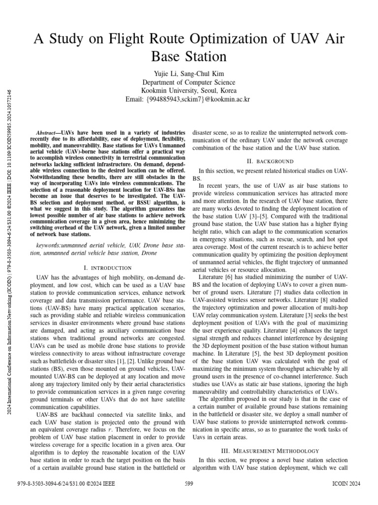 A Study On Flight Route Optimization of UAV Air Base Station | PDF ...