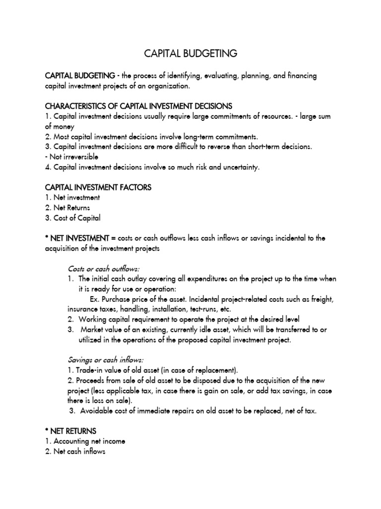 MAS MODULE & Exercises CAPITAL BUDGETING | PDF | Net Present Value ...