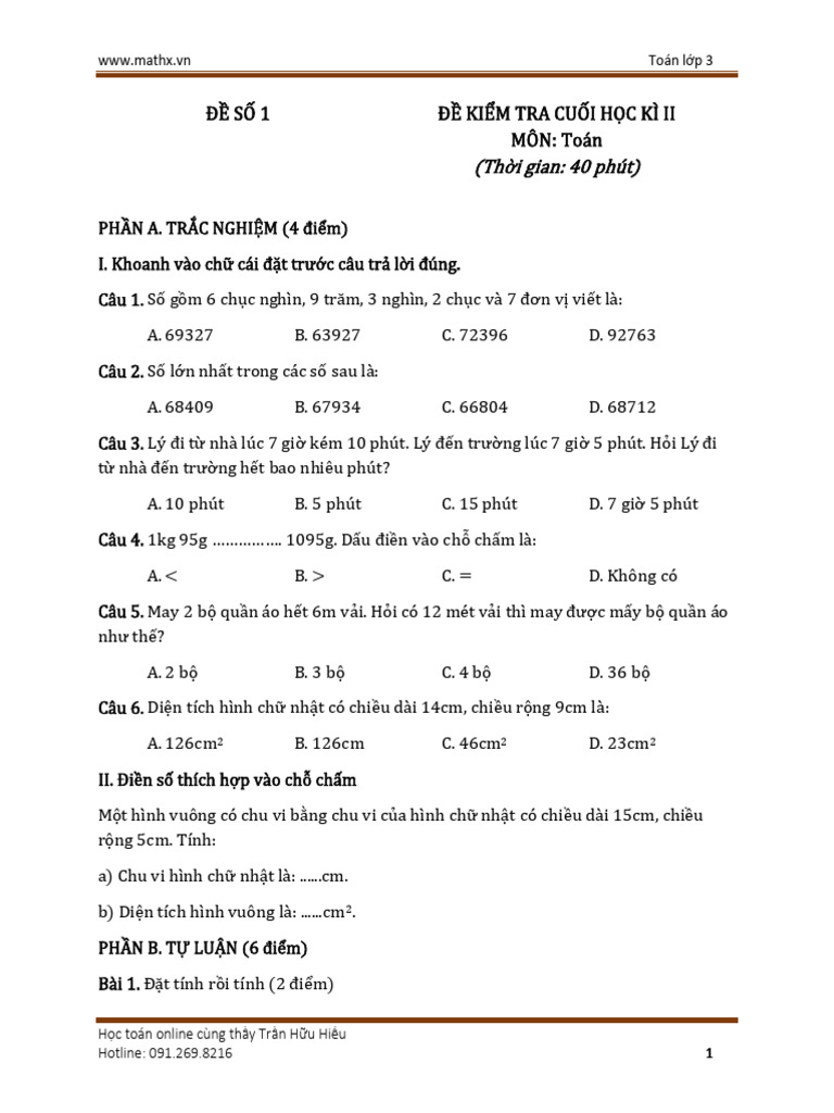 10 ĐỀ THI CUỐI KÌ 2 LỚP 3 - Dapan | PDF