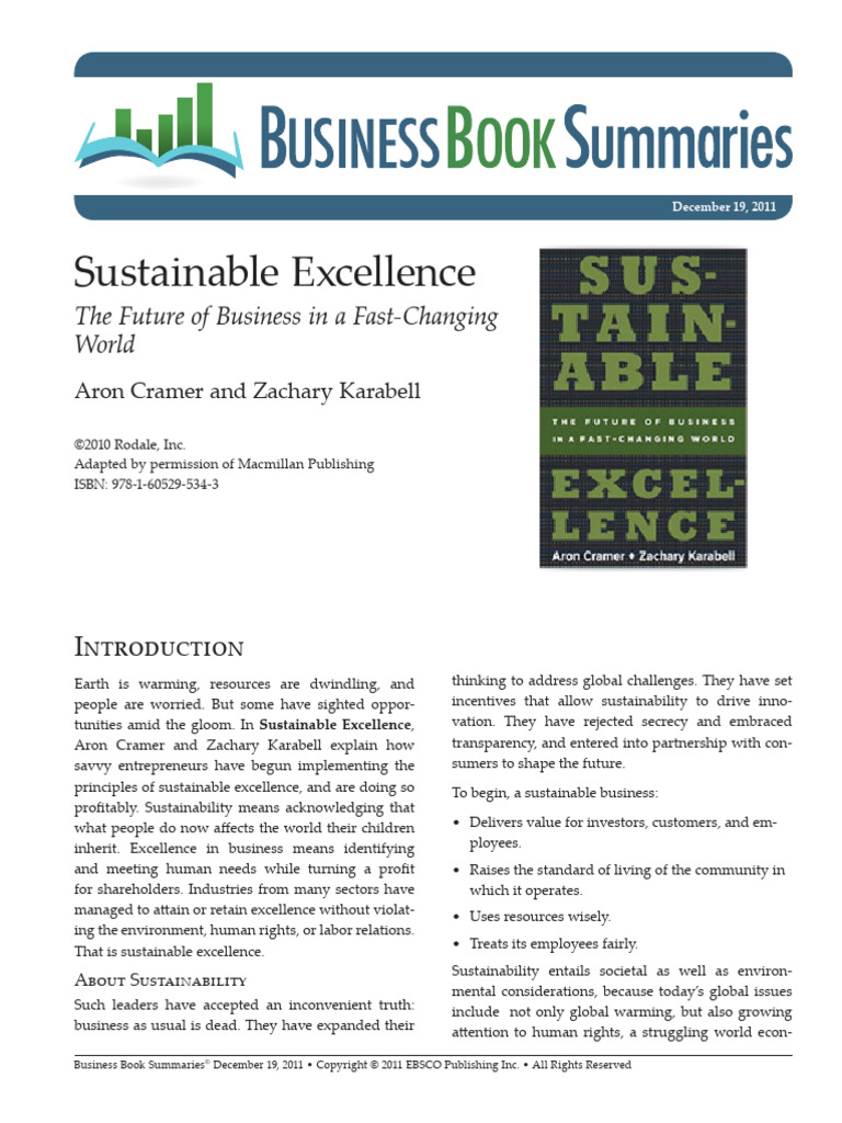 Sustainable Excellence - BK Summaries | PDF | Sustainability | Supply Chain