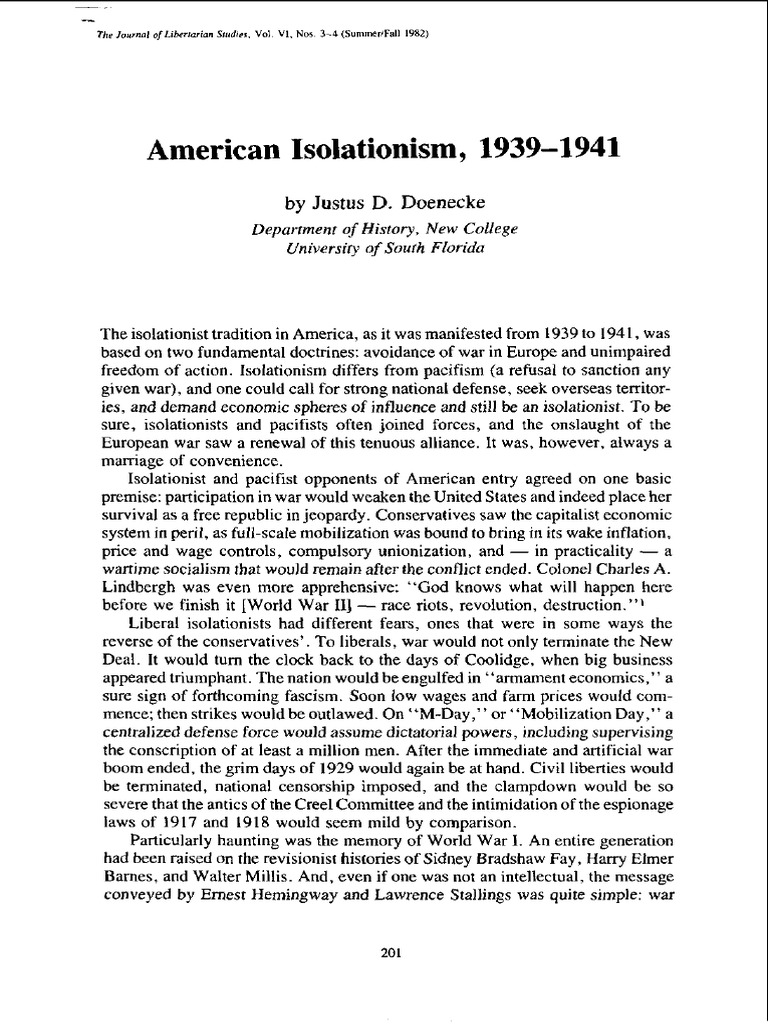 American Isolationism 1939-41 | PDF | Neville Chamberlain | Nazi Germany