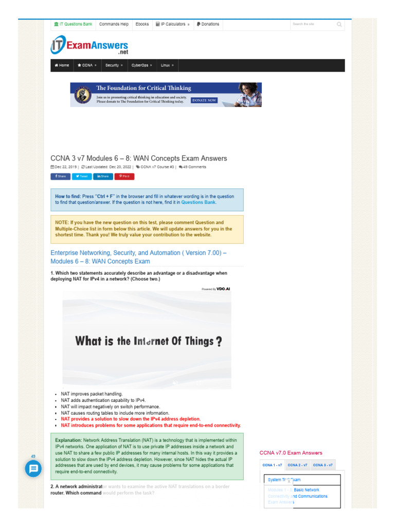 Itexamanswers Net Ccna 3 v7 Modules 6 8 Wan Concepts Exam Answers HTML | PDF | Virtual Private ...