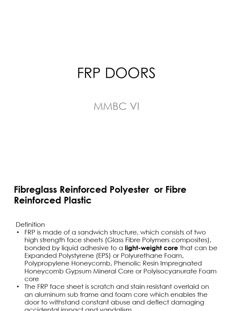 FRP Door Frame and Detail Specifications | PDF