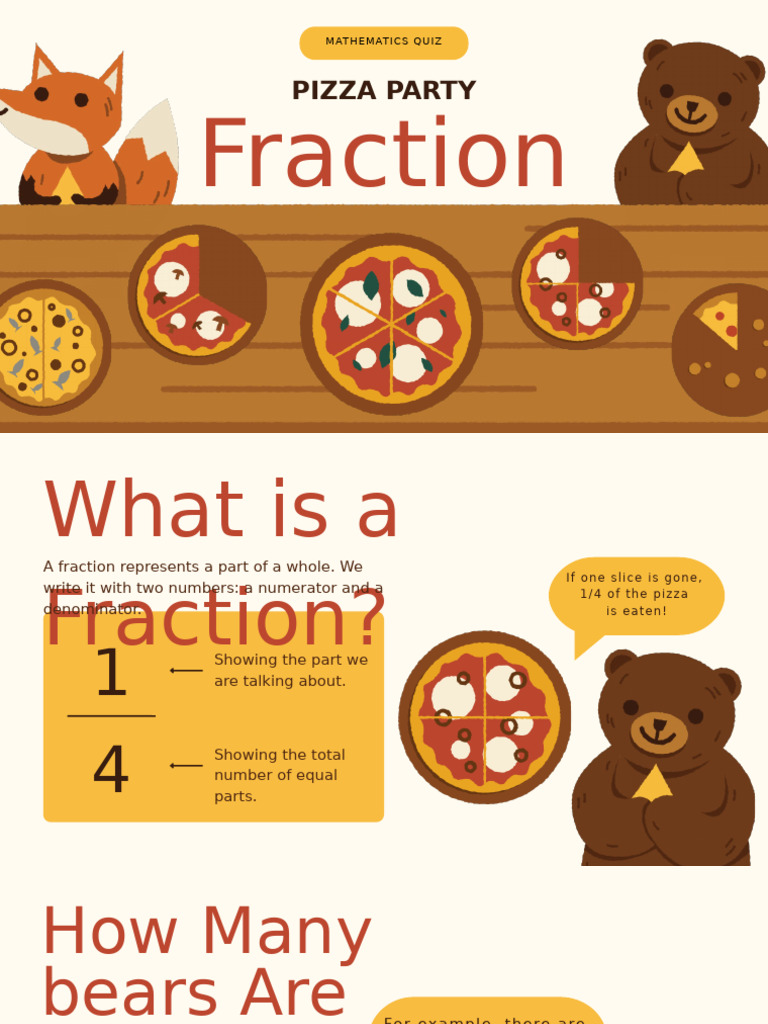 Pizza Party Fraction Presentation | PDF | Algebra | Mathematical Objects