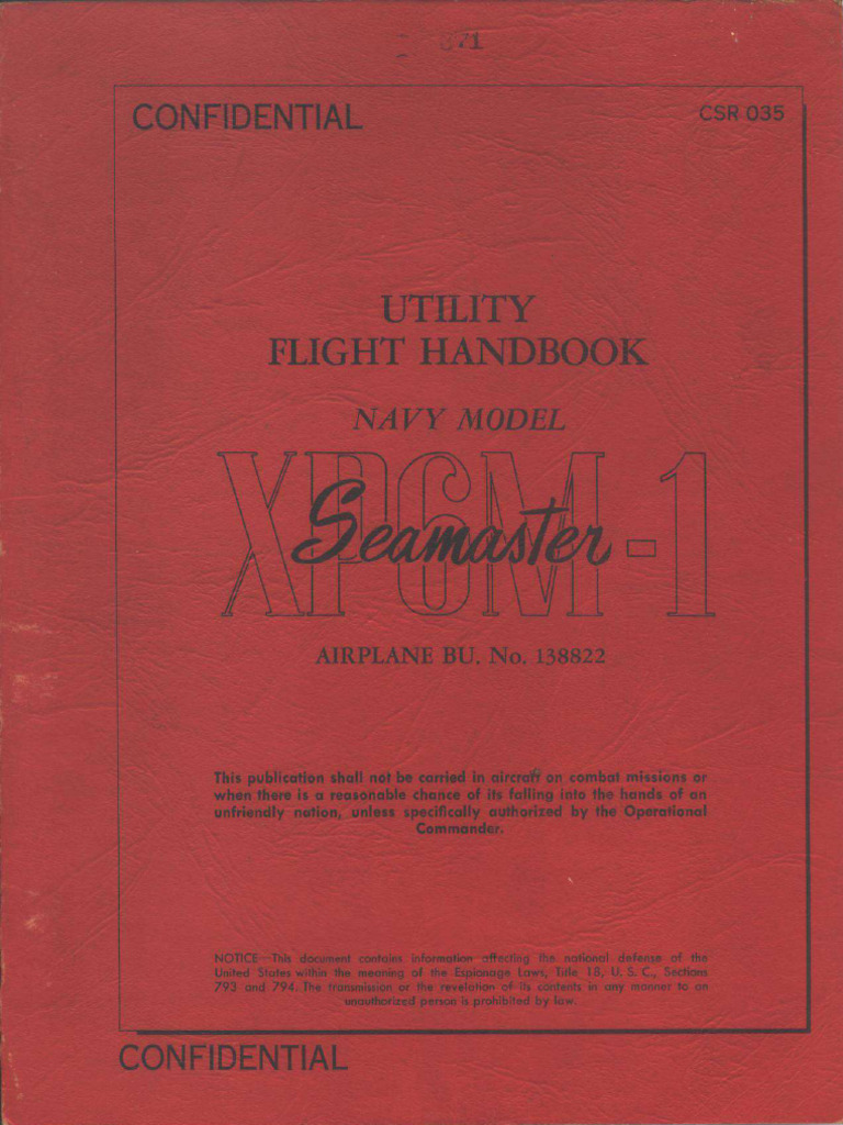 Martin XP6M-1 SeaMaster Utility Flight Manual | PDF