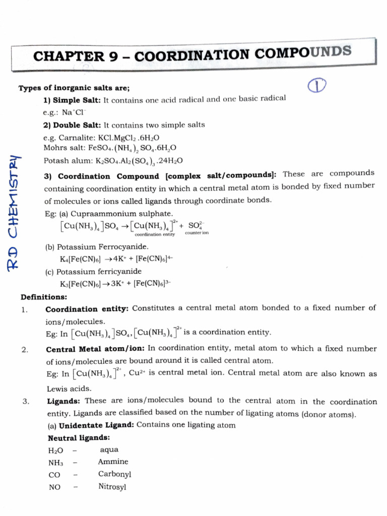 Co_ordination_compounds_ | PDF | Coordination Complex | Ligand