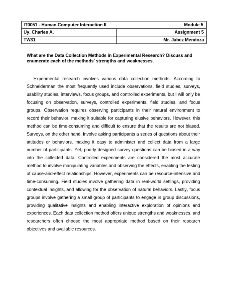 Uy IT0051 Assignment5 | PDF