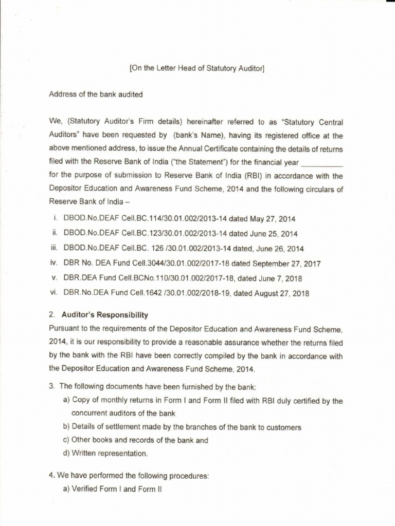DEA Fund Scheme, 2014 - Annual Certificate Format | PDF