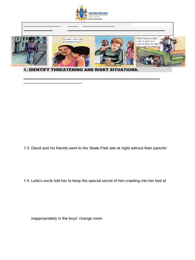 Gr. 7 T2 Week 4-6, Dealing With Abuse in Different Contexts, Worksheet 6 | PDF | Social ...