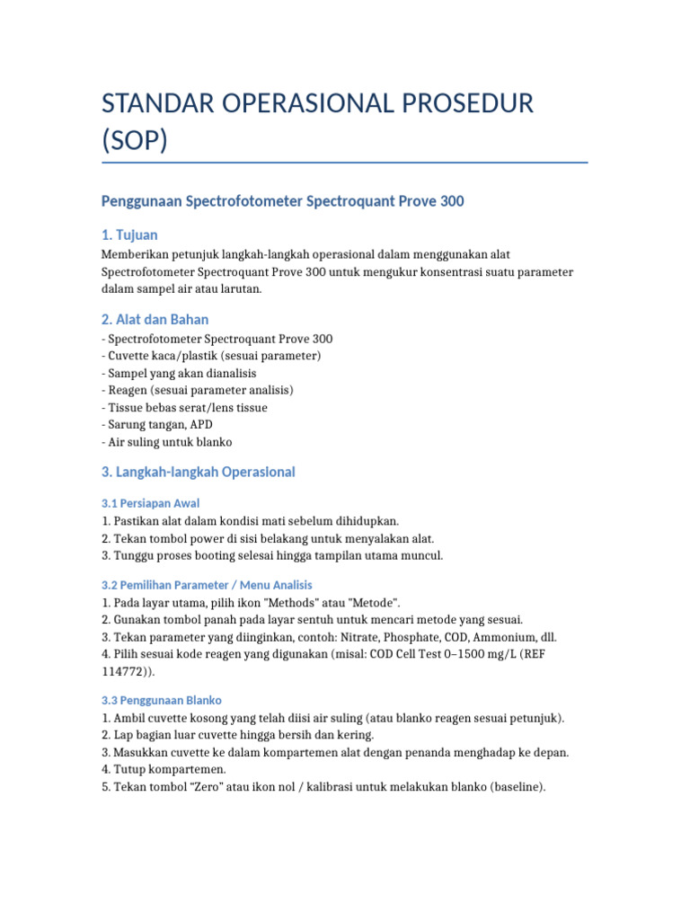 SOP Spectroquant Prove 300 | PDF