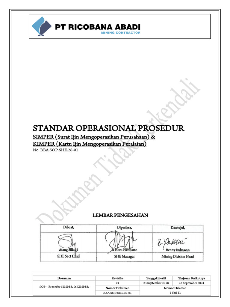 SOP SIMPER & KIMPER untuk Operasional Kendaraan | PDF