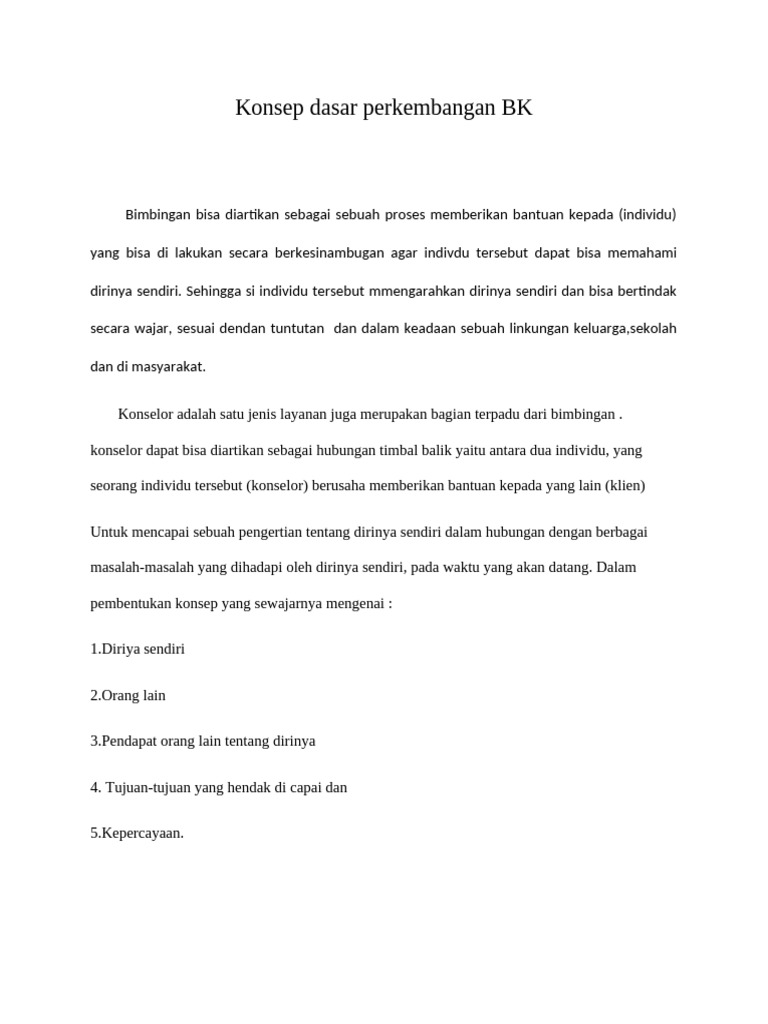 Konsep Dasar Perkembangan BK | PDF