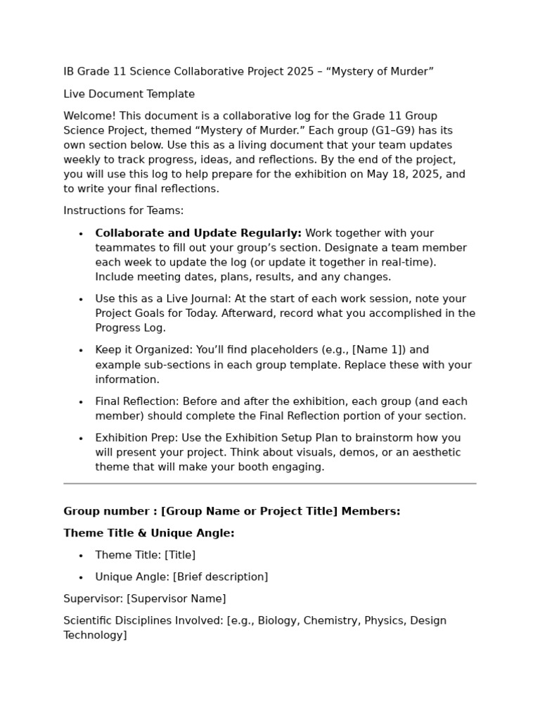 Grade 11 Science Project Log Template | PDF | Experiment | Science