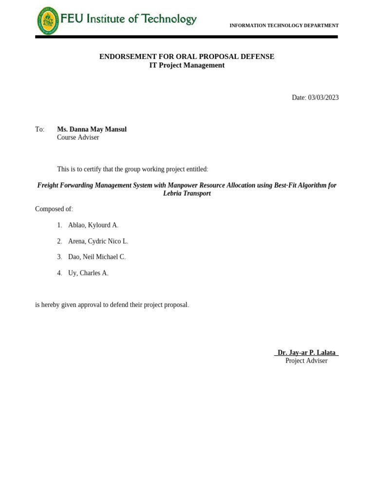 Project Adviser Mentor Endorsement Form | PDF