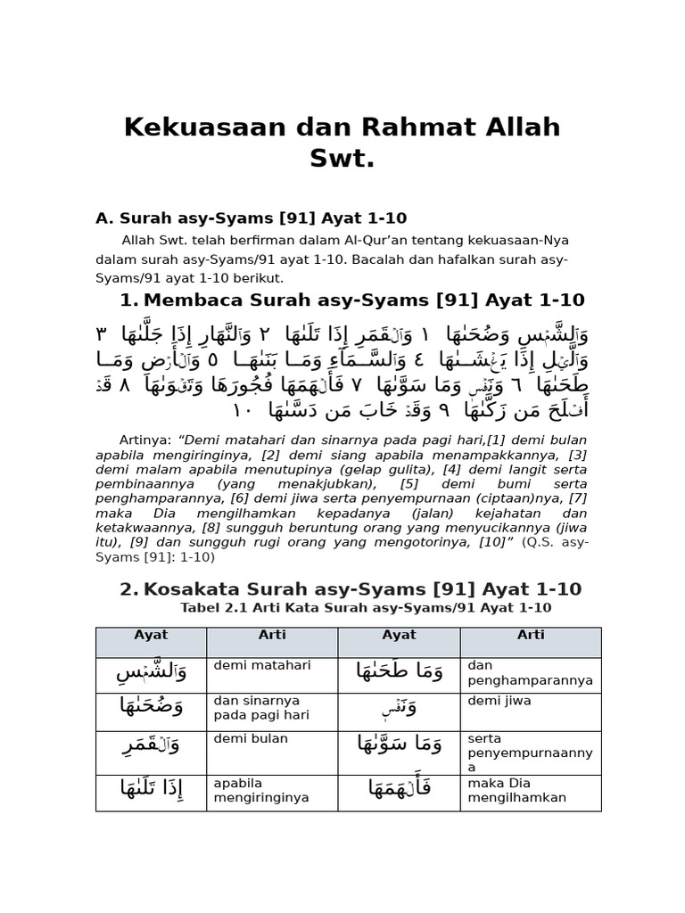 Kekuasaan Dan Rahmat Allah SWT | PDF
