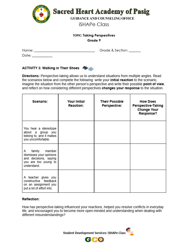 Taking Perspective Grade 9 | PDF