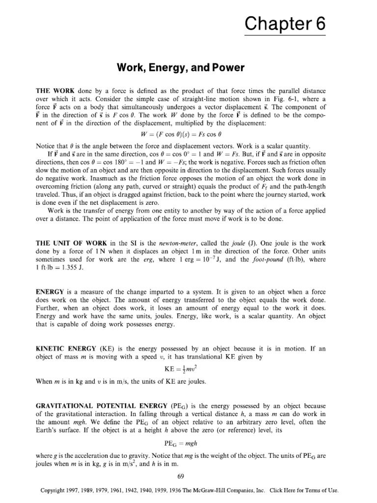 Work Energy and Power | PDF