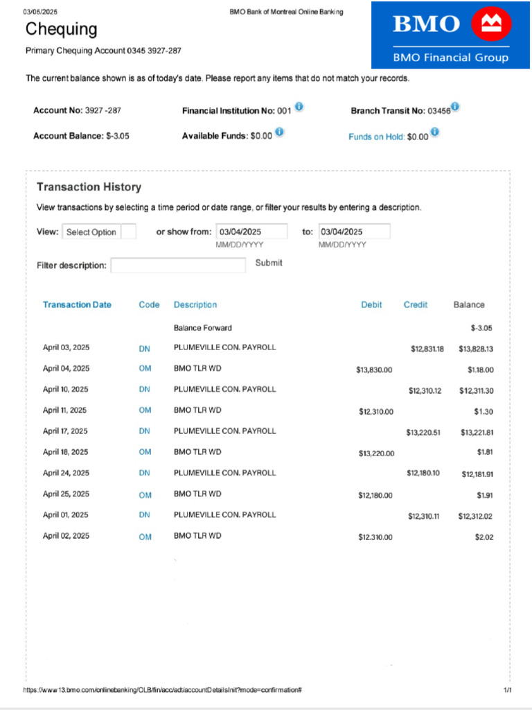Bmo 30 Daybankhistory | PDF