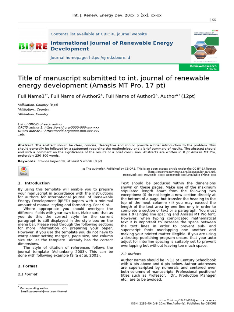 IJRED Manuscript Submission Guidelines | PDF | Internal Rate Of Return ...