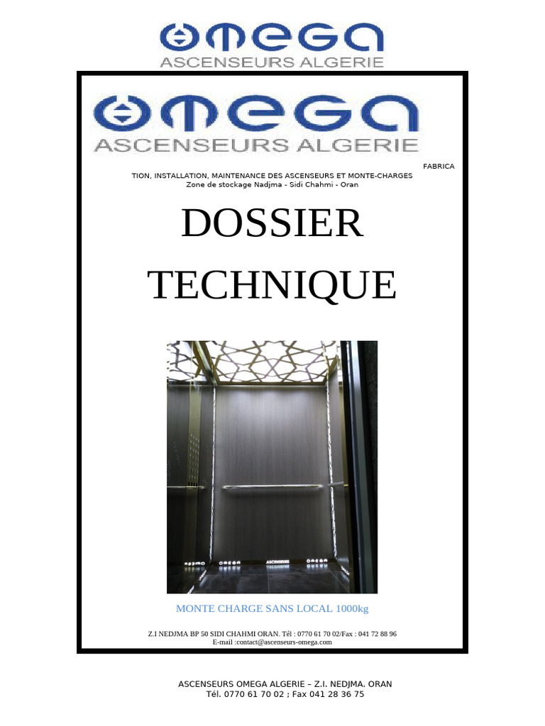 MONTE CHARGE 1000KG SANS LOCAL | PDF | Ascenseur | Véhicules