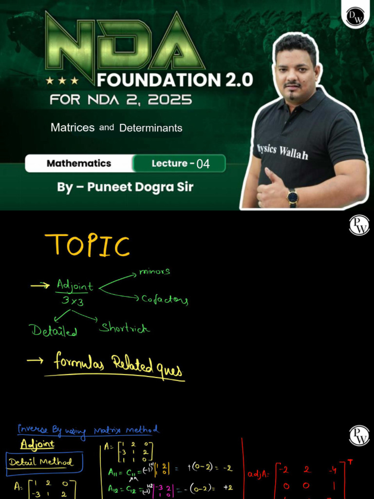 Matrices and Determinants 04 - Class Notes | PDF