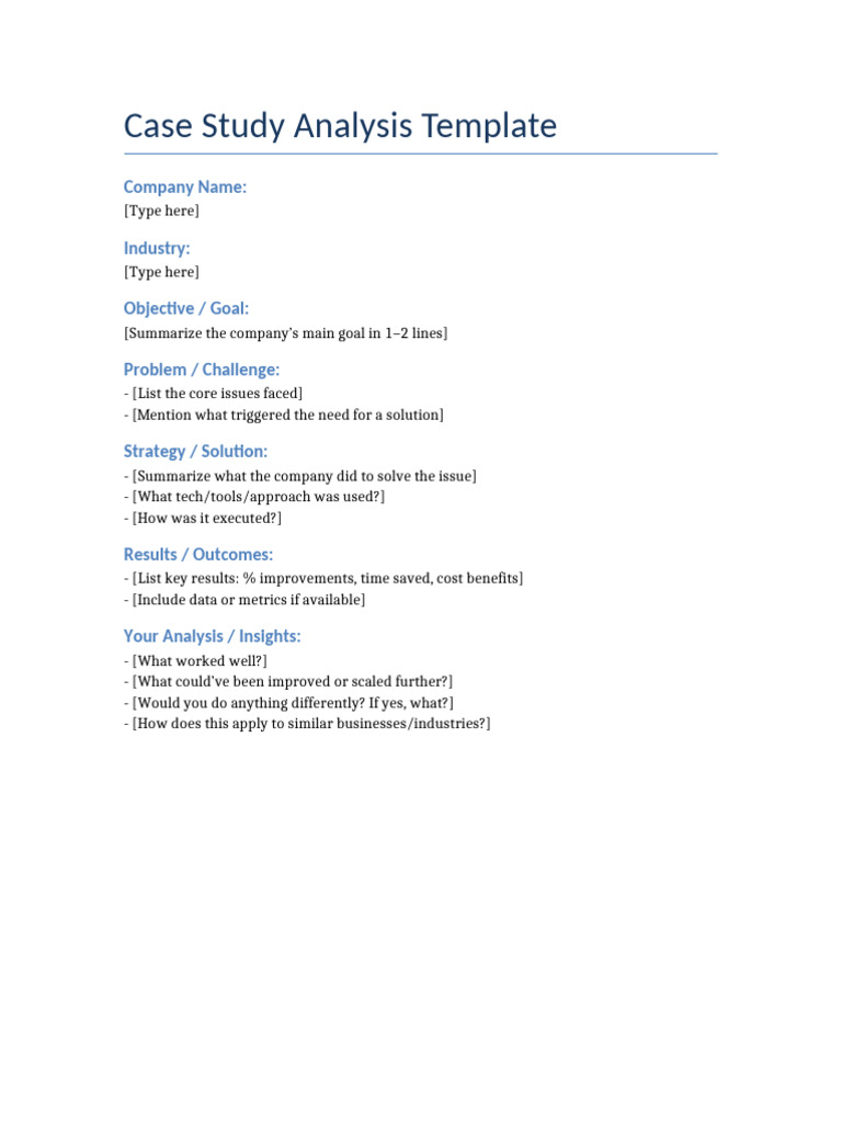Case Study Analysis Template | PDF