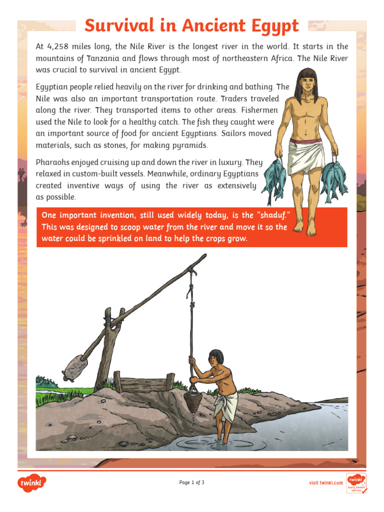 Fifth Grade Survival in Ancient Egypt Reading Comprehension Activity ...
