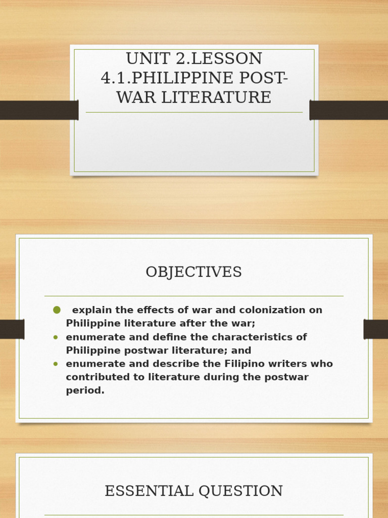 Lit Unit 2 Lesson 4.1 Post War Philippine Literature | PDF ...