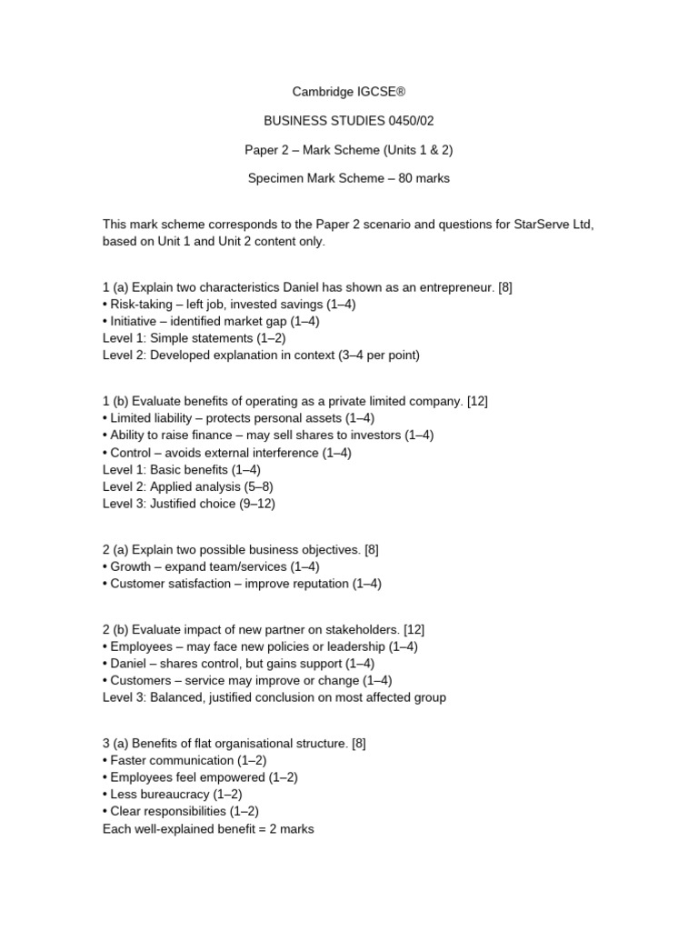 Paper 2 Mark Scheme | PDF