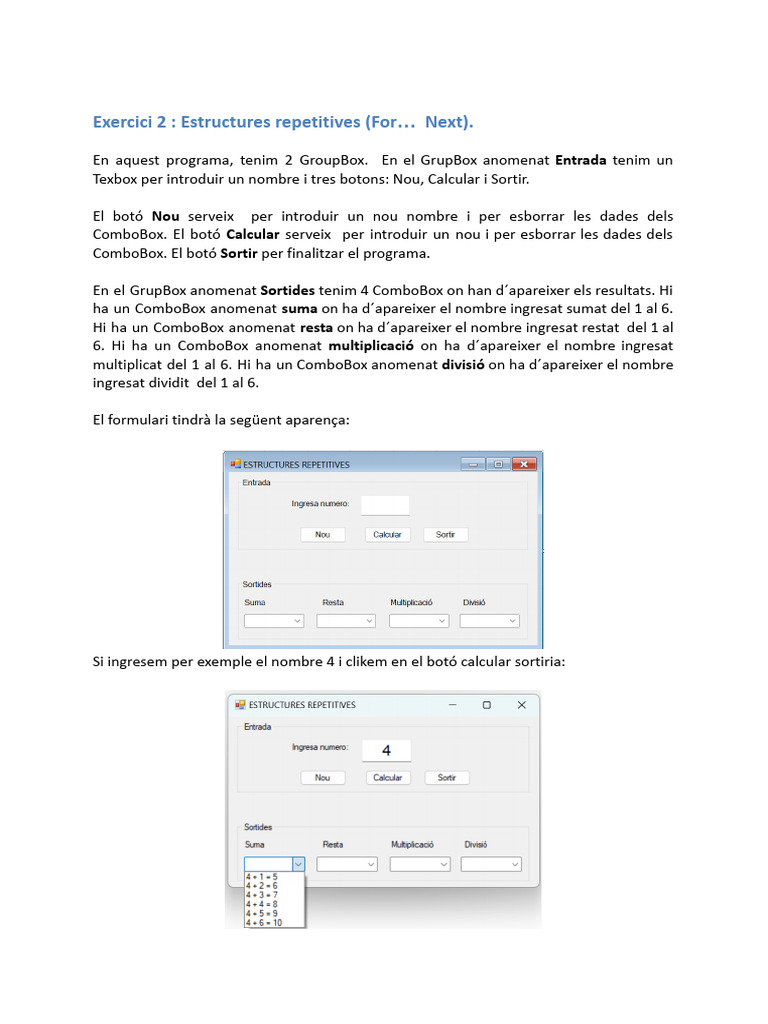 Exercici 2 - Estructures Repetitives (For Next) | PDF
