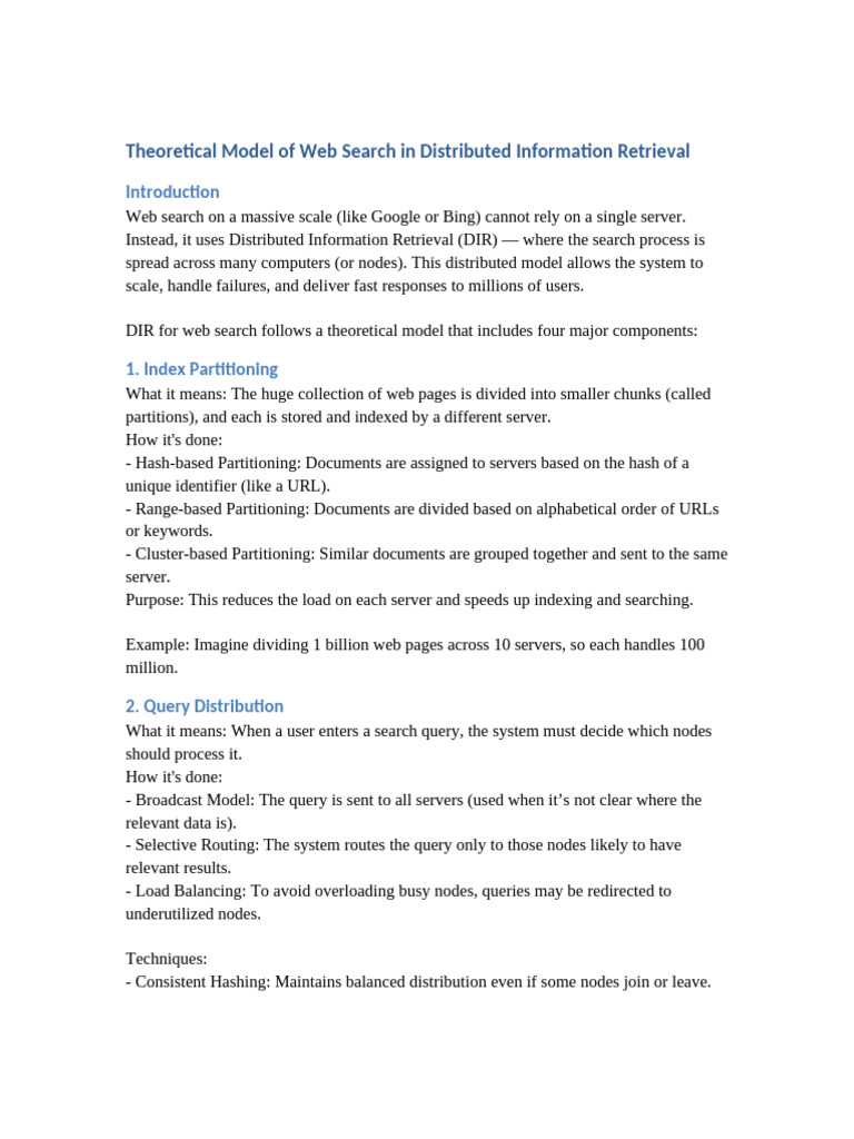Theoretical Model of Distributed Web Search | PDF | Information Retrieval | World Wide Web