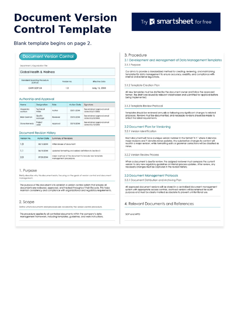 IC Document Version Control Template 12215 - WORD | PDF