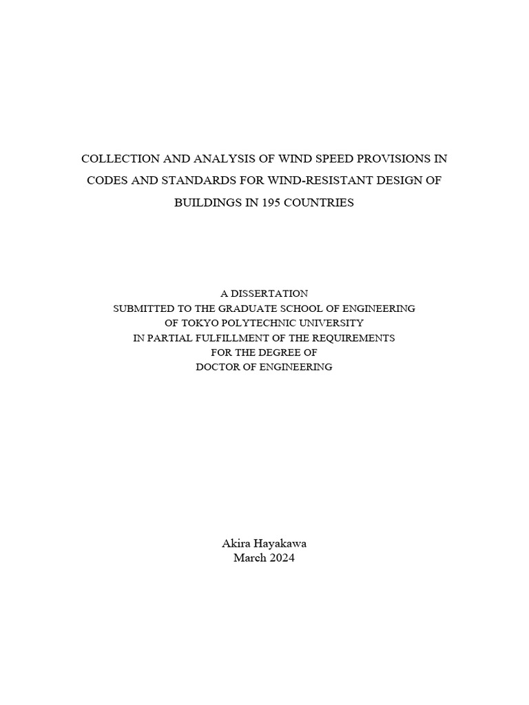 COLLECTION AND ANALYSIS OF WIND SPEED PROVISIONS IN CODES AND STANDARDS ...