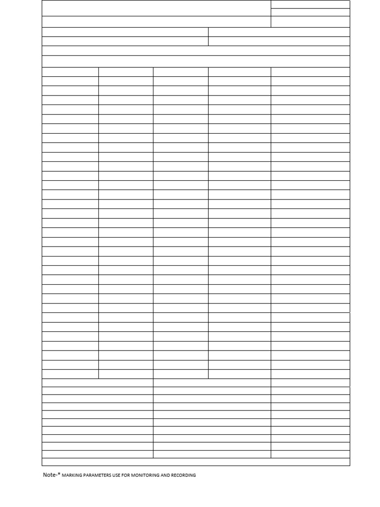 Standard Process Parameter Sheet | PDF