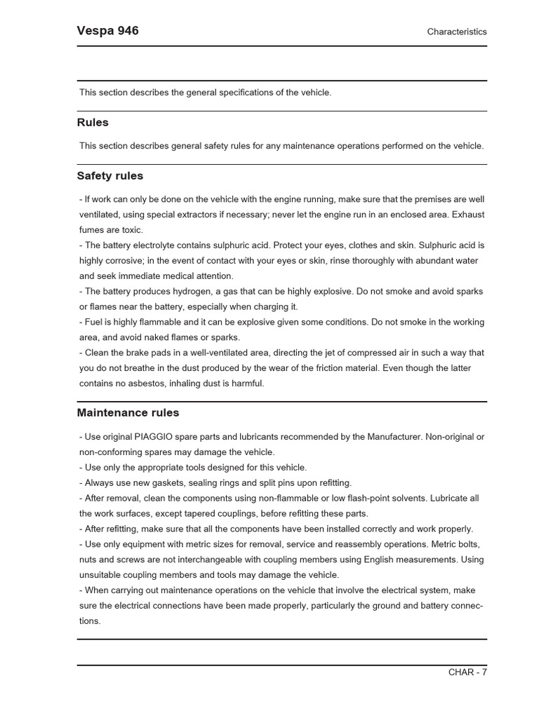 Vespa 946: Rules | PDF