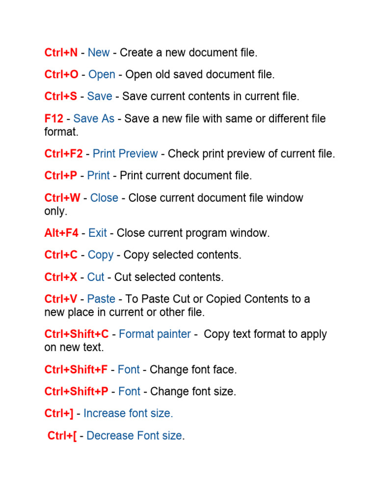 MS Word 2007 Shortcut Keys Guide | PDF