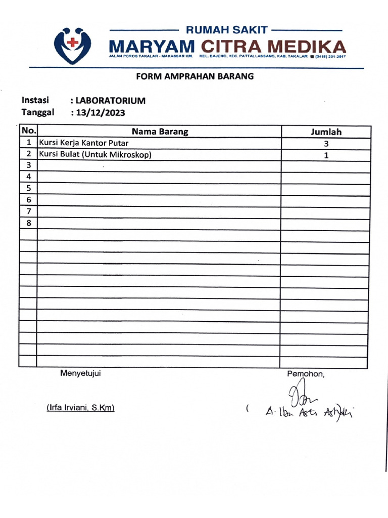 Amprahan Kursi Lab - Des 2023 | PDF