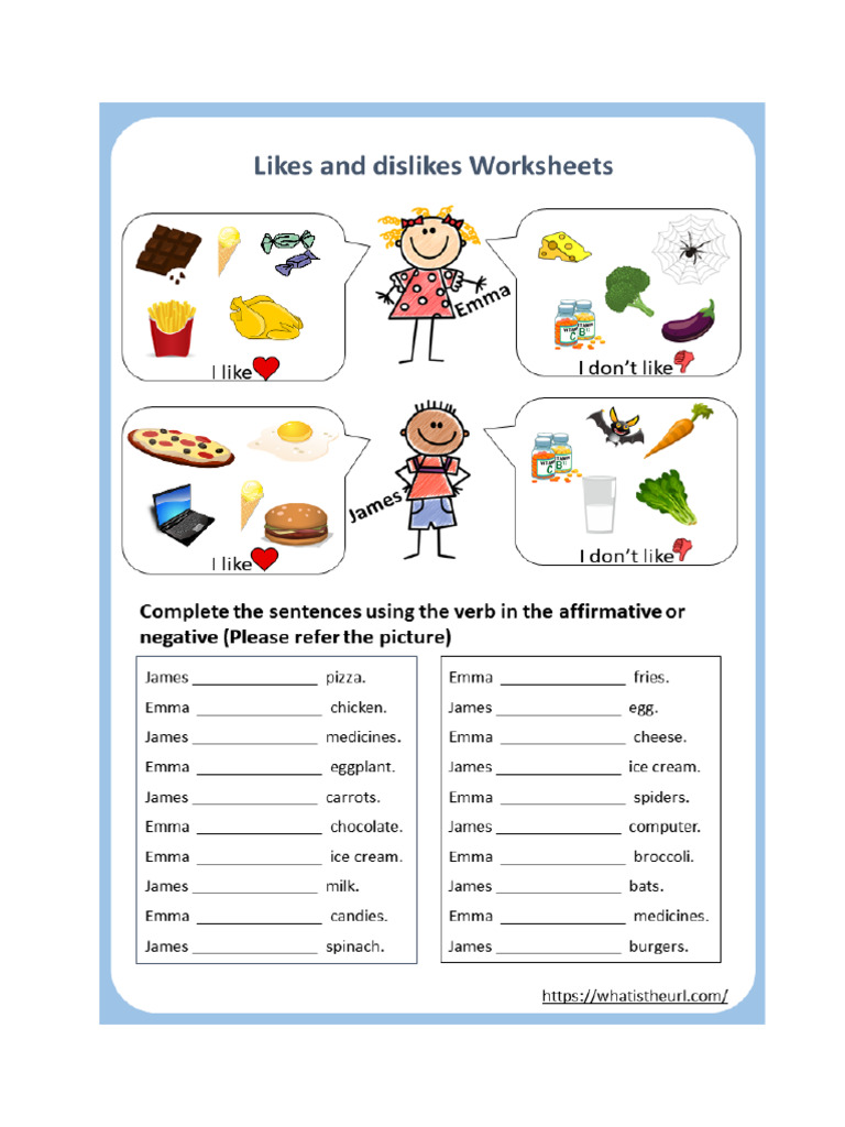 Likes & Dislikes Worksheet | PDF